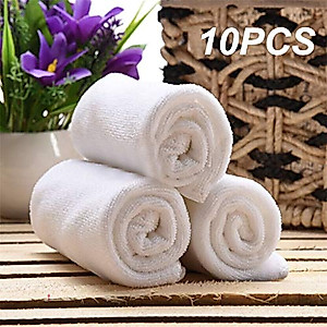PINGPING Multifunctional 10PC Car Home White Towel Cleaning Towel Microfiber Cleaning Supplies Fast Drying Washcloth (White, One Size)