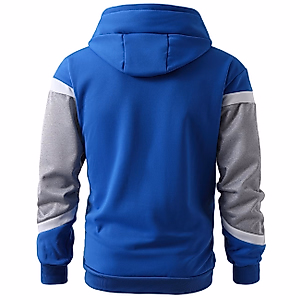 LQHHYLYX Mens Hoodie Multicolor Panel Sweatshirt Fleece Long Sleeve Sports Tops (Medium, Blue)