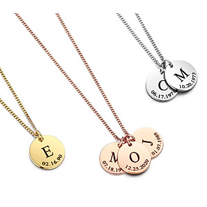 MLUHKEE Personalized Initial Necklace, Customized Letter Date Necklace for Women Girl, Personalized Birthday Gift for Family Friends, Monogram and Birthday Necklace for Mom