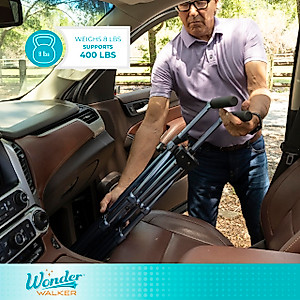 Stander Wonder Walker, Lightweight Foldable Space Saver Rolling Walker for Adults, Seniors, and Elderly, Compact Travel Walker with 6-inch Wheels and Ski Glides for Mobility Support, Desert Sand