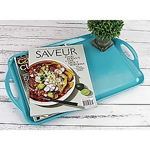 Calypso Basics by Reston Lloyd Melamine Rectangular Serving/Ottoman Tray with Handles