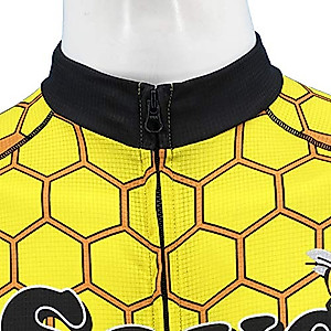 CORVARA BIKE WEAR Men's Save The Bees Cycling Short Sleeve Bike Jersey (Large) Yellow
