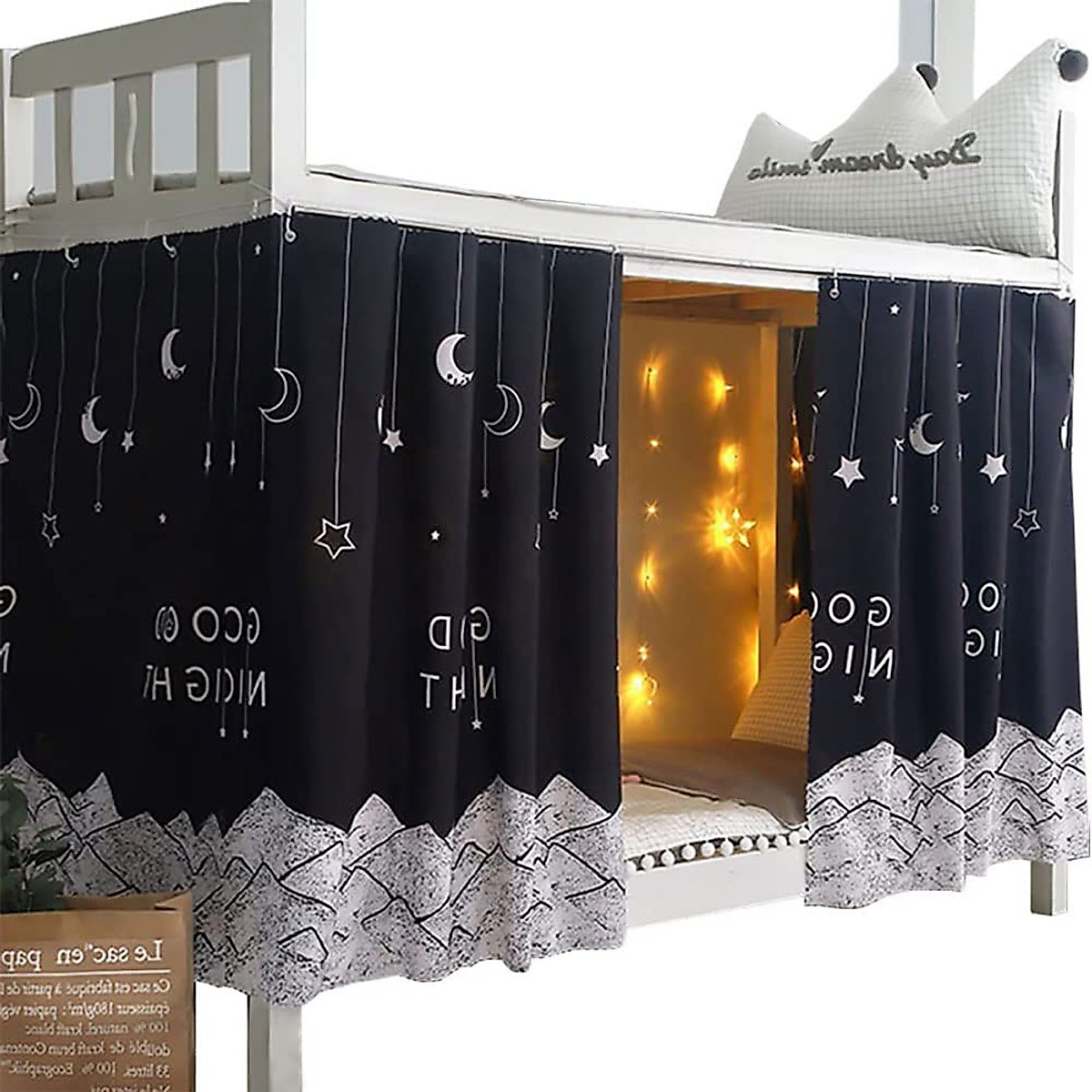 XGOPTS Students Dormitory Bunk Bed Curtains Dustproof Privacy Curtains Breathable Shading Nets Bedding Curtain Bed Tent Curtain Bed Canopy Blackout Cloth Curtain Single Sleeper Loft Bed Dorm Curtain