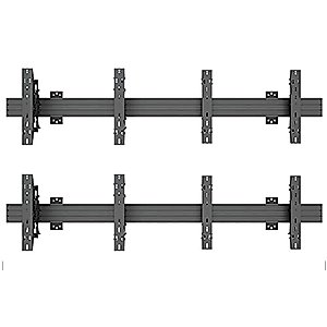 2x2 Video Wall Pop Out Mounting System Horizontal Rails Four Fixed Displays with with Micro Adjustment Arms Vesa Universal TV Television Monitors Modular