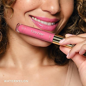 City Beauty City Lips Plumping Lip Gloss Watermelon - High-Shine Gloss for Fuller, Younger-Looking Lips | Hydrating & Smoothing Lip Treatment Hyaluronic Acid