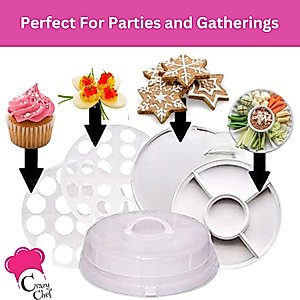 Crazy Chef Cake and Cupcake Carrier With Handle - Pie Carrier Deviled Egg Tray and Collapsible cupcake holder-Cookie Holiday Party Platter With Two Free Non Stick Baking Sheets