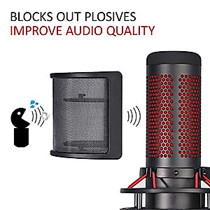 YOUSHARES QuadCast Mic Pop Filter - Microphone Windscreen Mask Shield Compatible with HyperX QuadCast S USB Gaming Microphone
