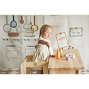 MEOWBABY Kitchen Step Stool for Kids - Toddler Learning Stool, Wooden Adjustable Helper for Toddlers, Natural