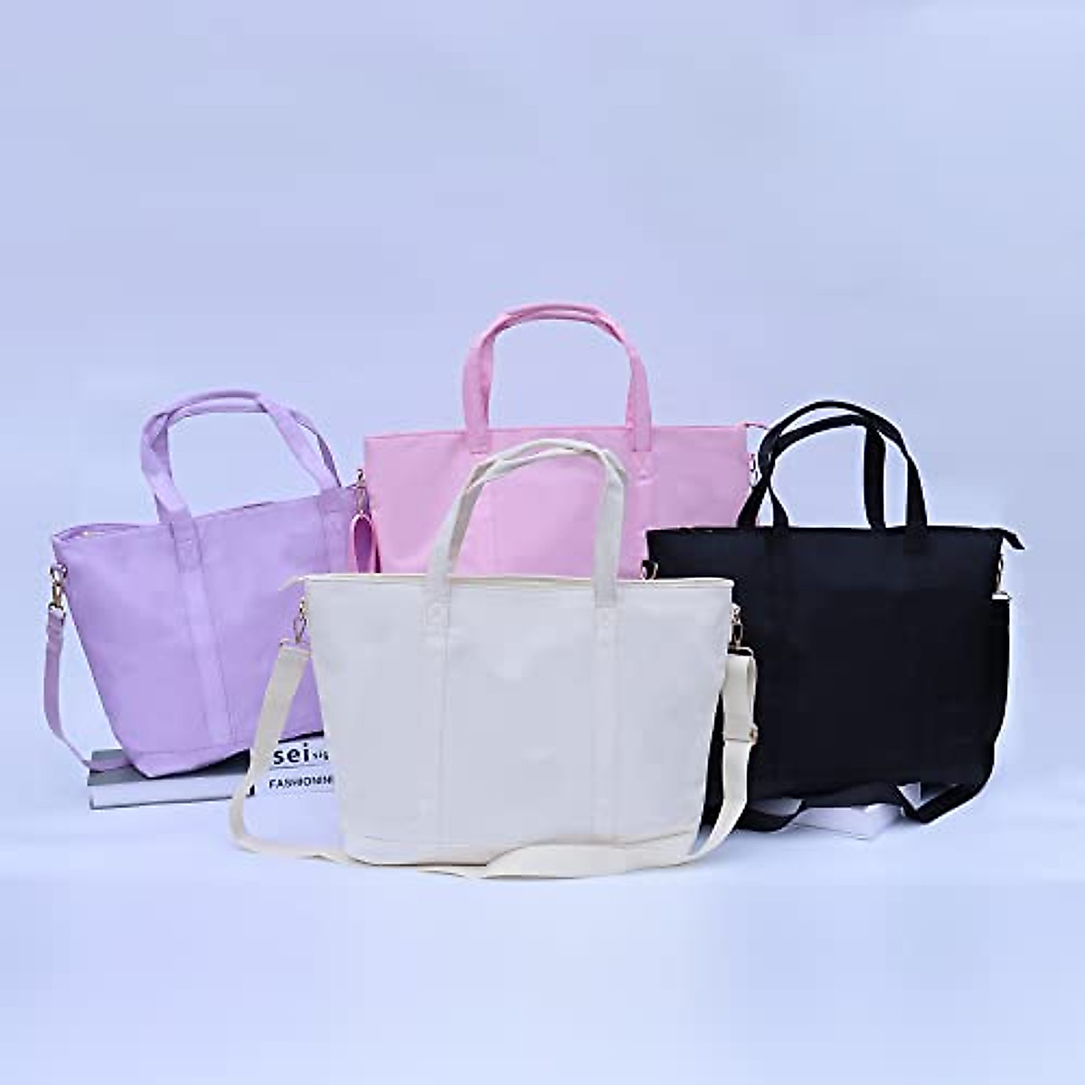 YogoRun Large Tote Handbag Business Handbag Boutique Tote Bag Nylon Unisex (Black)