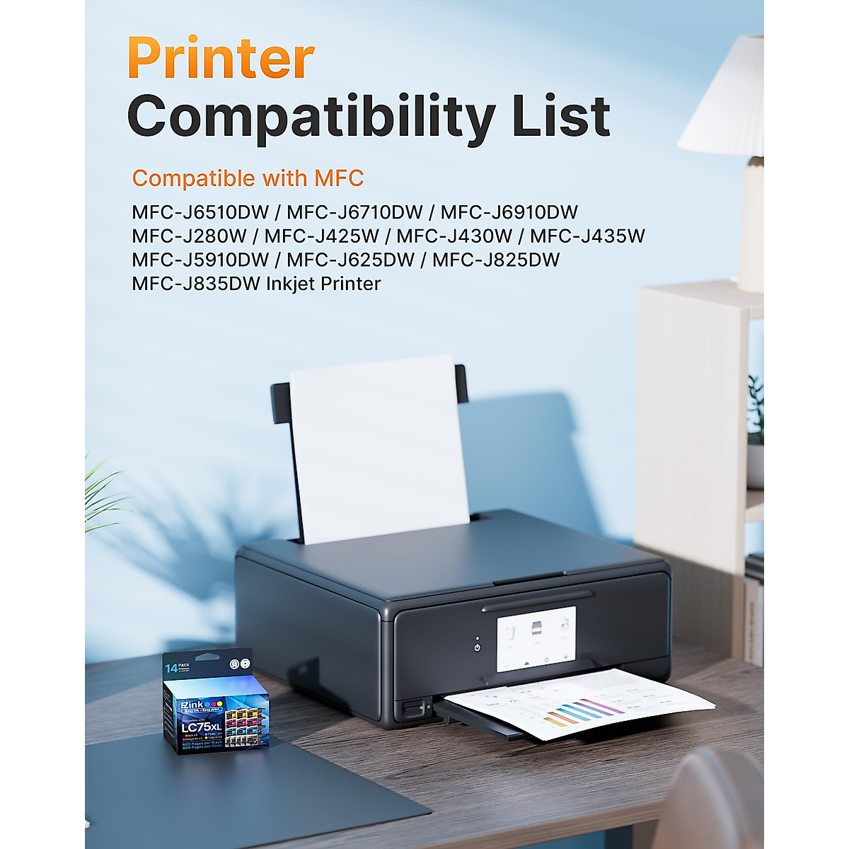 E-Z Ink (TM Compatible Ink Cartridge Replacement for Brother LC-75 XL LC75 XL LC-71 XL LC71XL High Yield Compatible with MFC-J6510DW MFC-J6710DW MFC-J6910DW MFC-J280W MFC-J425W(Black,4 Pack)