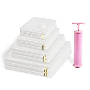 MOHAP Vacuum Storage Bags Space Saver Vacuum Seal Storage Bags with Hand Pump for Clothes, Comforters and Blankets - 12-Pack (3 Jumbo, 3 Large, 3 Medium, 3 Small)