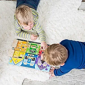 Melissa & Doug Wooden Latches Board Sensory Activity Toy For Kids, Doors And Locks Toy, Wooden Busy Board, Toddler Toys For Ages 3+