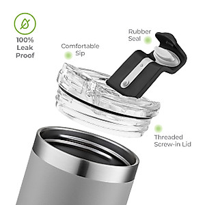 SIPX™ Triple-Insulated Tumblers - 18 Oz. Slim Modern Tumbler With Lid, insulated Cup Keeps Hot For 12 Hours, Stainless Steel Tumbler Made Of Sustainable Material, Coffee Travel Mug (Grey)