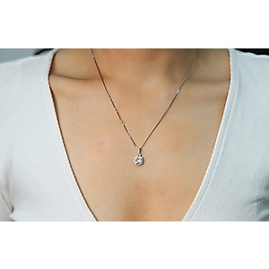 Gin & Grace 14K White Gold Natural Diamond Pendant for women | Ethically, authentically & organically sourced (Round-cut) shaped Diamond hand-crafted jewelry for her | Diamond Necklace for women