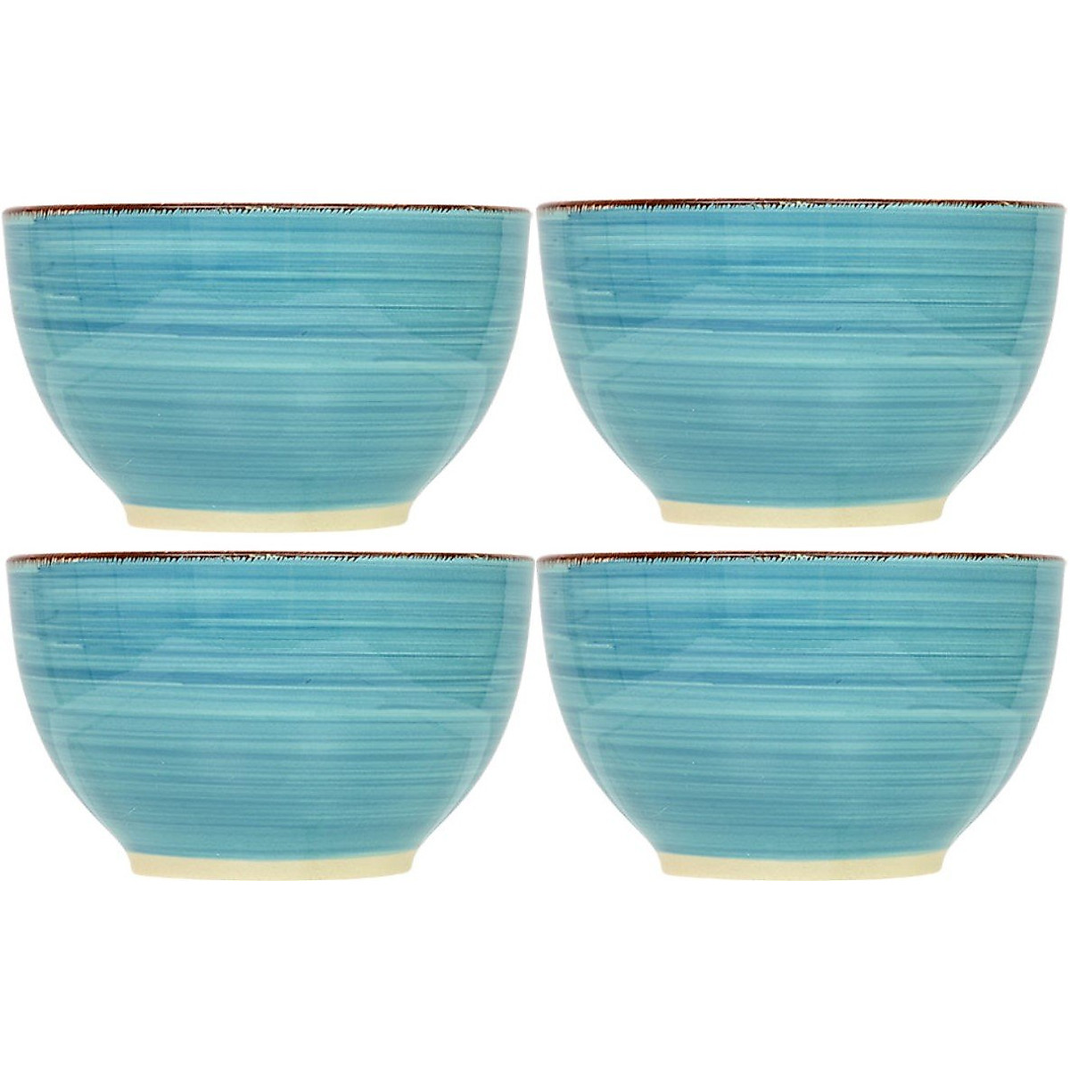 Royal Norfolk Turquoise Swirl Stoneware Bowls, 5½" - Set of 4 Bowls