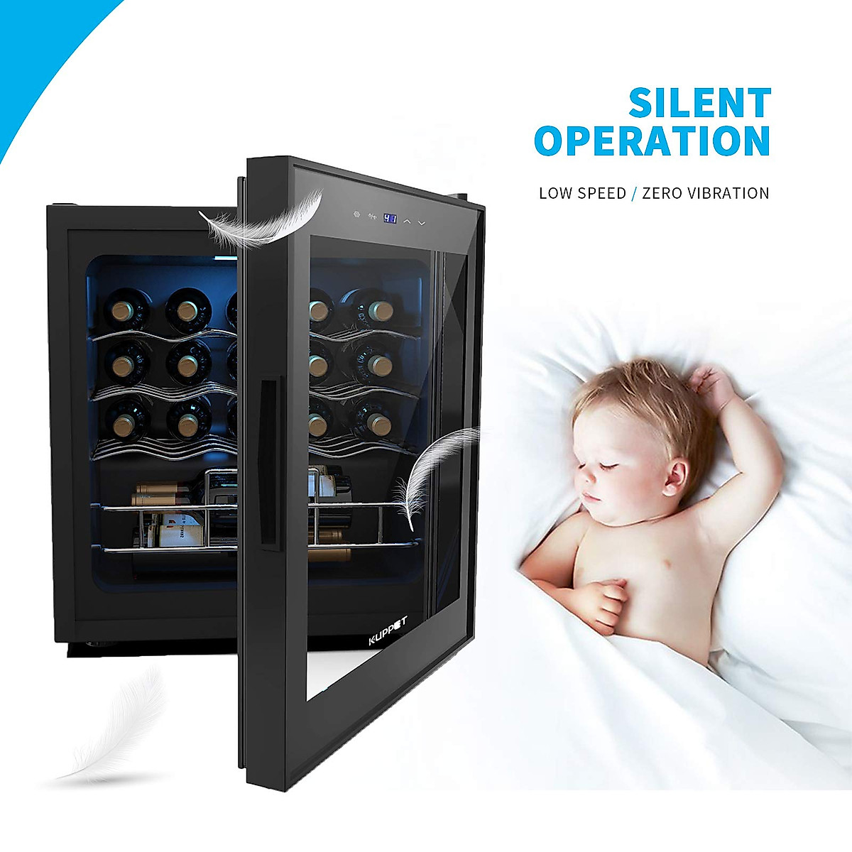 KUPPET 19 Bottles Wine Cooler/Fridge Beverage Refrigerator Small Mini Red & White Wine Cellar Beer Soda.Digital Temperature Display, Double-layer Glass Door, Quiet Operation Compressor