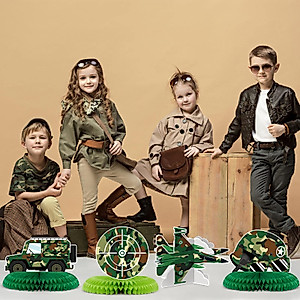 9 Pieces Army Party Decorations Camouflage Birthday Party Decorations Military Honeycomb Centerpieces for Tables Decorations for Boys Girls Birthday Party Baby Shower Supplies Decor Photo Prop