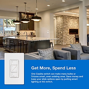 Lutron Caséta Deluxe Smart Dimmer Switch (2 Count) Kit with Caséta Smart Hub | Works with Alexa, Apple HomeKit, Ring, Google Assistant | P-BDG-PKG2W-A | White