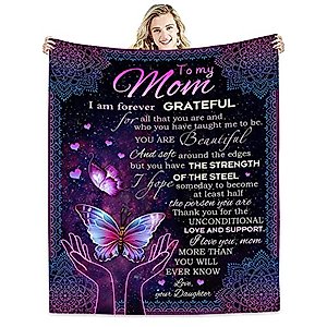 CINHOLL Gifts for Mom Blanket from Daughters or Son Best Mom Ever Warm Gifts Happy Birthday Love Your Mom Ideas Best Sentimental Thick Fleece Sofa Blankets