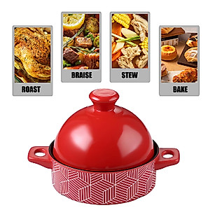 Xgxoz Ceramic Tajine Cooking Pot Ceramic Pots, Tajine Cooking Pot with Lid, Stew Casserole Slow Cooker for Home Kitchen
