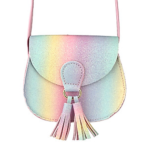 PTShadow Kids Little Girls Toddler Tassel Mini Shoulder Bag Small Coin Purse Pu Crossbody Bag for Birthday Gift