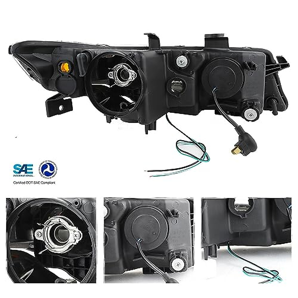 HH Building 2pcs Headlight Front Left Right Side Clear Lens Black Housing LED Bar Projector Headlights 33101SECA12 AC2519106 9_P1ATS04BK