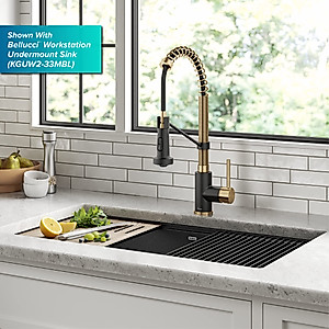 KRAUS Bolden Commercial Style 2-Function Single Handle Pull Down Kitchen Faucet in Brushed Gold, KPF-1610BG