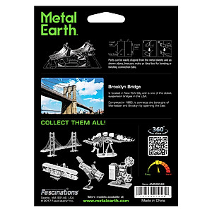 Fascinations Metal Earth Brooklyn Bridge 3D Metal Model Kit Bundle with Tweezers