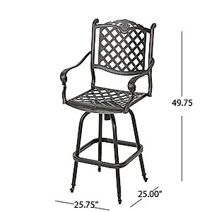 Christopher Knight Home Avon Outdoor Cast Aluminum Bar Stools, 2-Pcs Set, Shiny Copper