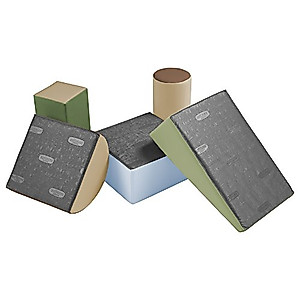 ECR4Kids SoftZone Climb and Crawl Playset, Building Blocks, Earthtone, 5-Piece
