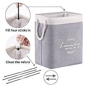 YOUDENOVA 66L 2-Pack Laundry Hamper Basket with Detachable Brackets and Handle, Collapsible Storage Basket for Bedroom, Bathroom Clothing and Toys Organization, Brown