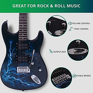 Ktaxon 39 Inch Electric Guitar, Full Size Solid Body H-H Pickups 6 Strings Beginner Guitar Kit With Gig Bag, Strap, Tremolo Arm, Cable & Picks (Black Back)