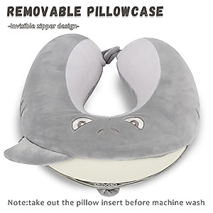 Travel Pillow, Kids Travel Pillow with Sleep Eye Mask Soft Memory Foam Kids Neck Pillow for Boys & Girls, Travel Accessories for Car Airplane Traveling - Shark