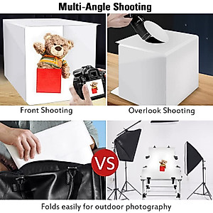 Folding Photo Studio Light Box Kit, 12.2 x 12.2inch Portable Photography Shooting Booth Table Top Light Tent Kit with 80 LED Lights (10 Levels Dimmable 3 Colors) and 6 Colors Backdrops