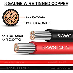 Trolling Motor Battery Cable Extension Wire Kit-6 Feet 8 Gauge Wire for Extending Battery Cable to Trolling Motor,Fits Marine Fishing Boat