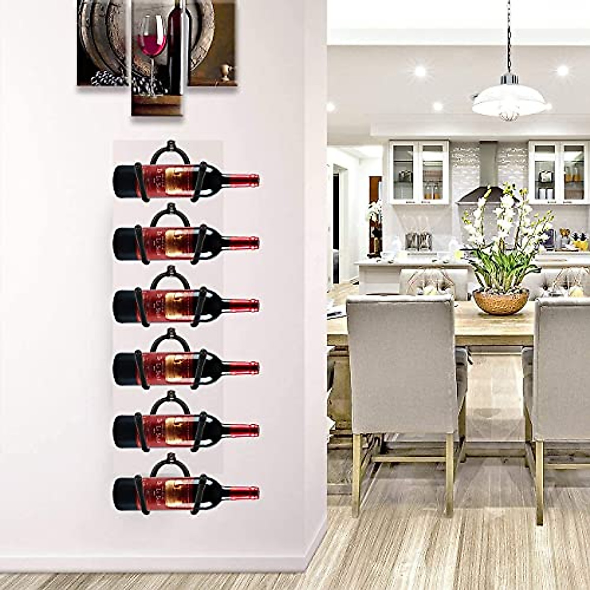 Pmsanzay Wall Mounted Wine Rack Wine Bottle Rack Holder Storage Organizer with Rubber Protection（No Scratches）- Home & Kitchen Décor - Pack of 6