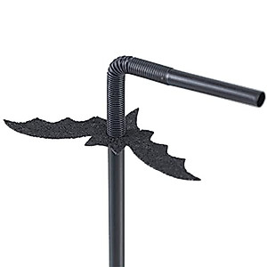 BinaryABC Halloween Bat Straws,Halloween Party Straws,Halloween Drinking Straws,Halloween Party Favors Decorations Supplies,50Pcs