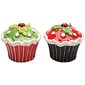 Cosmos Gifts Ceramic Seasonal Cupcake Salt and Pepper Set, 2-5/8-Inch
