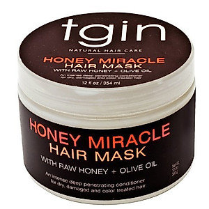 tgin Honey Miracle Hair Mask for Natural Hair - 12 oz - Dry Hair - Curly Hair - Type 3c and 4c hair - Deep Conditioner