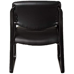 Boss Office Products Leather Sled Base Side Guest Chair, Black