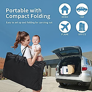 JOYMOR 4 in 1 Baby Bassinet,Bedside Sleeper Height Adjustable,Portable Playpen Nursery Center, Easy Folding for Travel,Includes Mattress,Carry Bag,Detachable Net