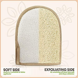 Premium Exfoliating Loofah Glove Pad Body Scrubber. Our Mitt Gloves are Made of Natural Egyptian Shower Loufa Sponge That Gets You Clean, Not Just Spreading Soap (2 Pack)
