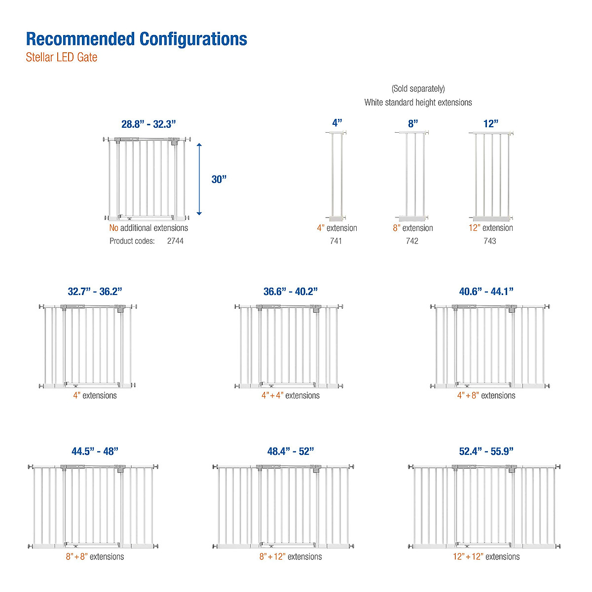 Perma Baby Gate Extension, White, 4” - Fits Standard Perma Safety Gates