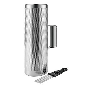 Flexzion Metal Guiro with Scraper Shack 5" x 12" - Merengue Guira Dominicana - Round Cylinder Stainless Steel Hand Musical Instrument Percussion for Jazz Bands, Concerts, and Live Performances
