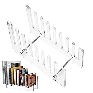 Acrylic File Organizer for Desk Organizers and Storage 8 Slots Mail Organizer Countertop Incline File Holder Clear File Sorter Office Desktop Rack for Folder Letter Magazine Book Paper Envelopes