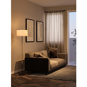 addlon Floor Lamps for Living Room, dimmable Floor lamp with 2 LED Bulbs, Super Large lampshade Modern Standing lamp, Bright Tall Floor lamp for Bedroom and Office (Adjustable Brightness) - Black