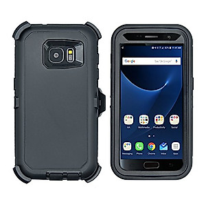 Samsung Galaxy S7 Cover | 2-in-1 Screen Protector & Holster Case | Full Body Military Grade Edge-to-Edge Protection with carrying belt clip| Drop Proof Shockproof Dustproof | Black / Black