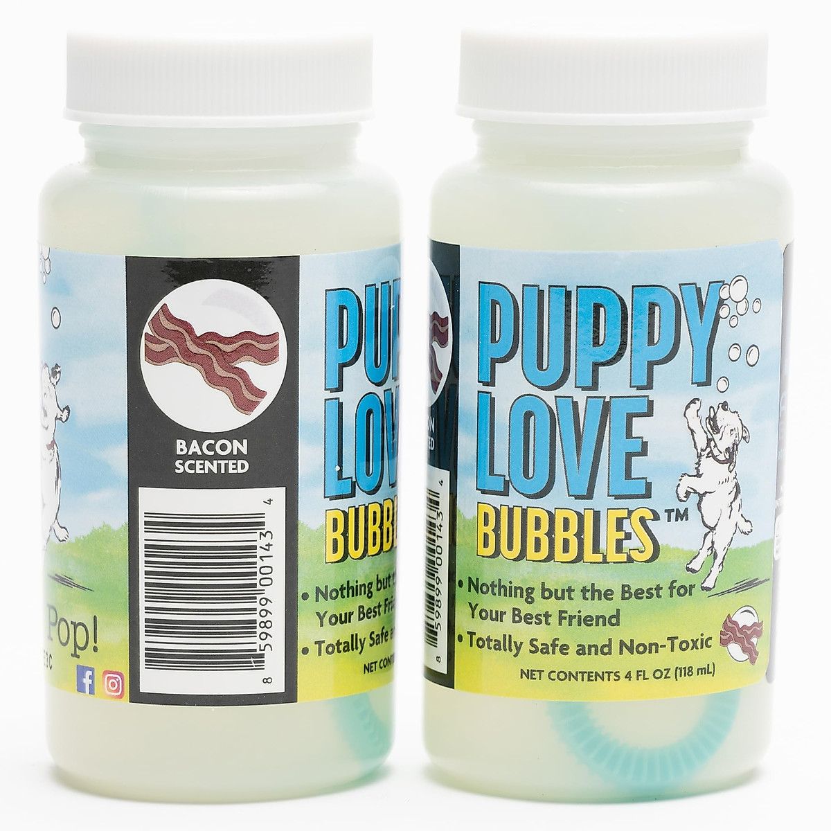 Puppy Love Bubbles, Bacon Scented Bubbles 4oz. Bottle-2 Pack in Bacon Flavor for Dogs
