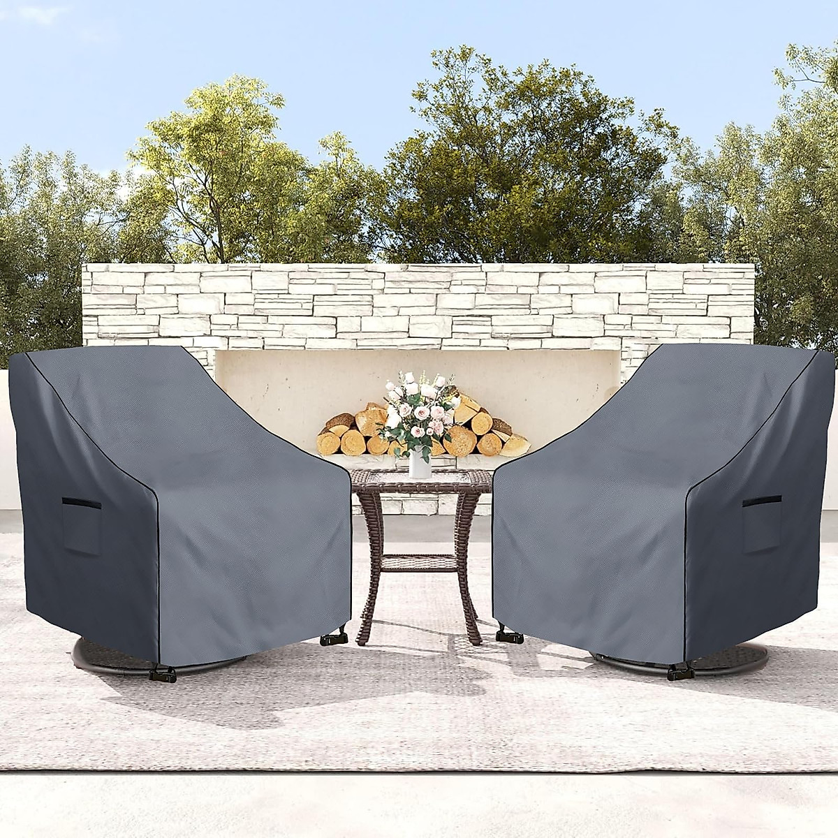 Dalema Outdoor Swivel Lounge Chair Cover 2 Pack,Heavy Duty 100% Waterproof Patio Swivel Chair Covers,Weatherproof Furniture Protective Cover for Lawn/Garden Swivel Chair(37.5" Lx39.25 Wx38.5 H,Grey)