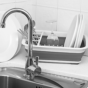 BNYD Collapsible Dish Rack, Foldable Dinnerware Drainer Organizer